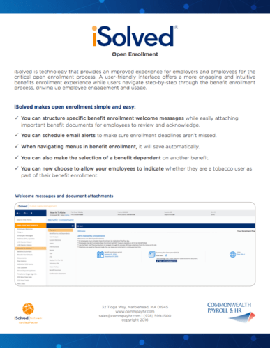 Open Enrollment with iSolved - Commonwealth Payroll & HR